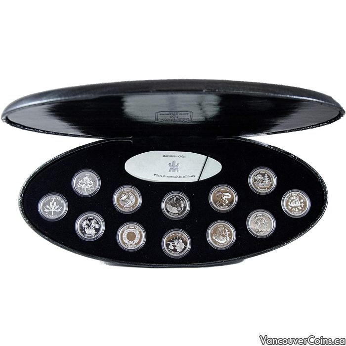 2000 Canadian 25-Cent Millennium Quarters Series Proof Silver 12-Coin ...