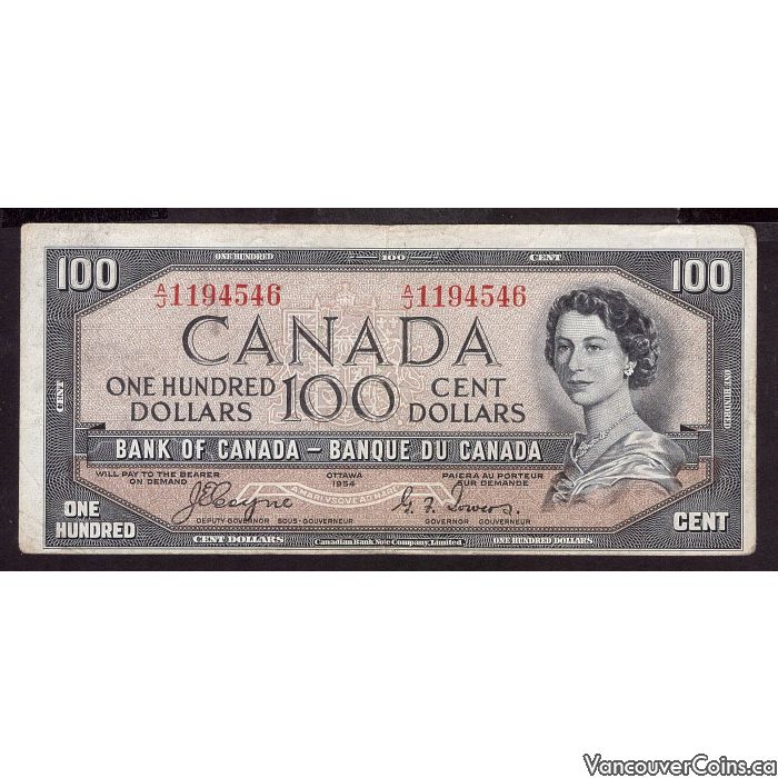 1954 Canada $100 Devils Face note BC35a A/J 1194546 F+ - Professional ...