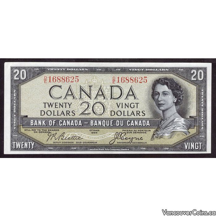 1954 Canada $20 Devils Face note BC33b Beattie D/E 1688625 nice EF+ ...