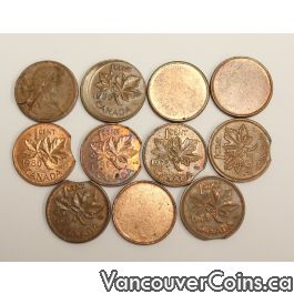 Canada Error cents off center, clipped, blank & delamination planchets ...