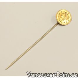 1849 British Columbia Gold token 9 stars 9k Gold on stick pin ...