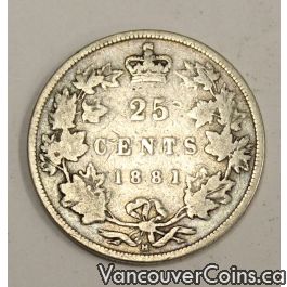 1881H Canada 25 Cents Very Good condition VG8 original - Professional ...