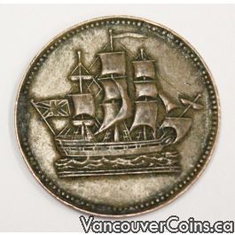 C 1835 PEI Ships Colonies & Commerce copper token PE10-26 VF25 original ...
