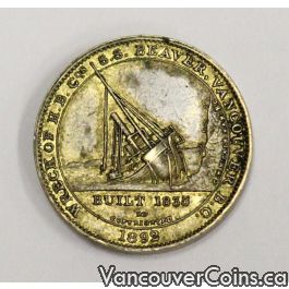 HBC SS Beaver wreck 1892 Medal made w/ships copper 21.8mm edge No.5159 ...