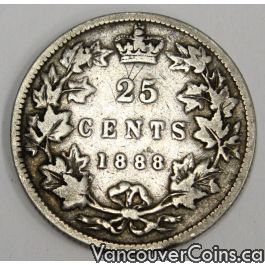 1888 Canada 25 cents VG8 - Professional Dealers of Coins, Bank Notes ...