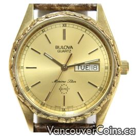 Bulova Marine Star Men’s Watch with Placer Gold Nuggets from Whitehorse ...