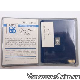 1986 Expo 1 Gram .999 Fine Silver Fractional Bar Limited Edition Scarce ...
