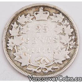1871 Canada 25 cents VG - Professional Dealers of Coins, Bank Notes and ...