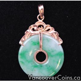 Burmese Jade Pi disc pendant 14k gold 18.2mm x 1.8mm 2.0 grams app/$900 ...