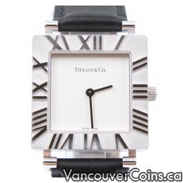 Tiffany & Co ATLAS 925 Silver New Square 27mm Swiss Made Watch ...