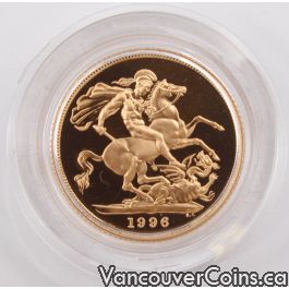 1996 Gold Proof Full Sovereign Great Britain Gold coin - Professional ...