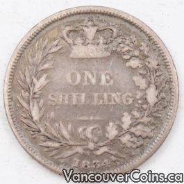 1834 Great Britain Shilling silver coin circulated rim nicks ...