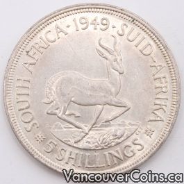 1949 South Africa 5 Shillings Springbok large silver coin nice ...