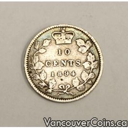 1894 Canada 10 Cents VG/F Very Good to Fine condition - Professional ...
