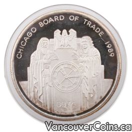 1989 Chicago Board of Trade 1 oz .999 Silver Bank Coin Silver Round ...