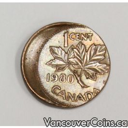 1980 Canada one cent off center broadstruck error - Professional ...